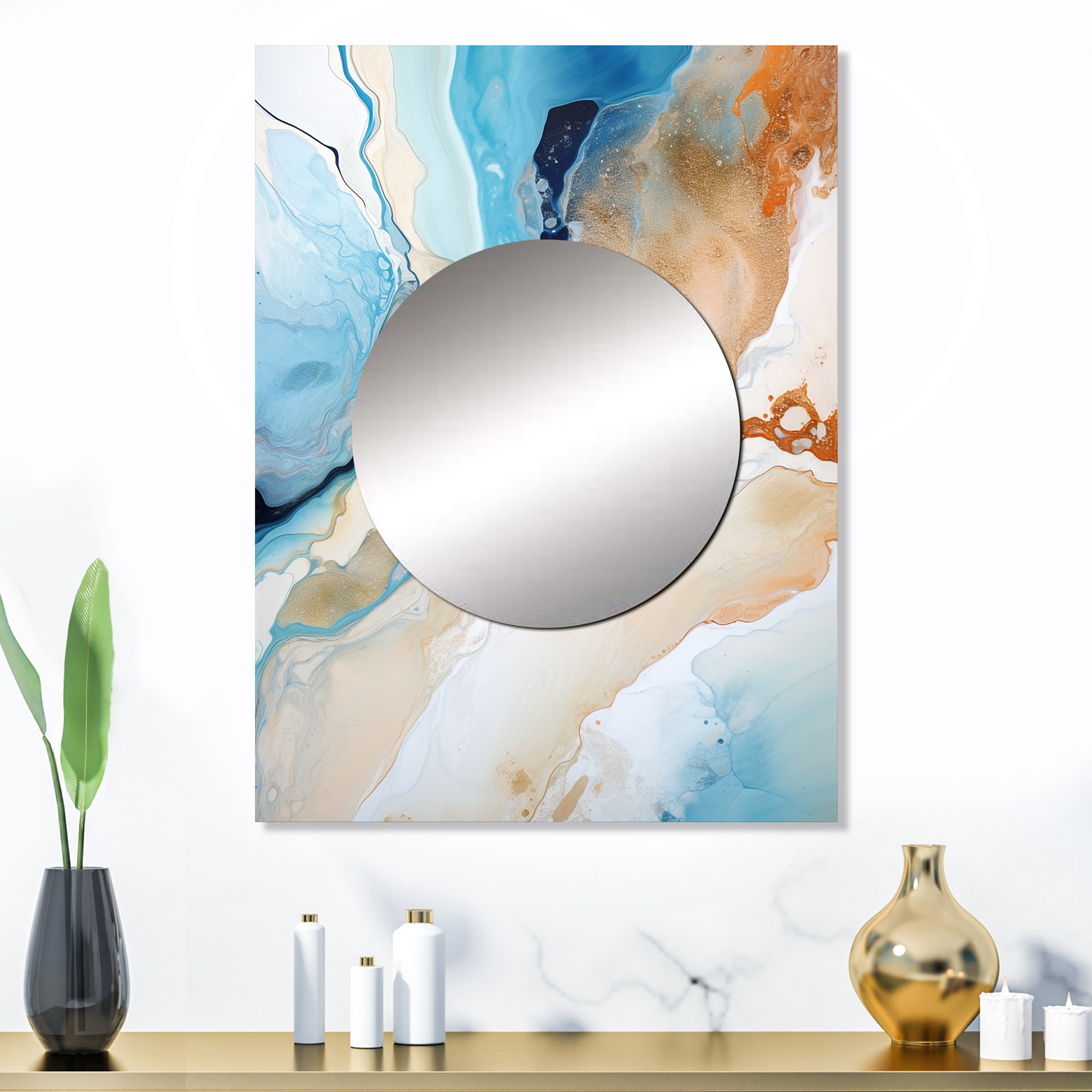 East Urban Home Blue And White Geyser Liquid Ink IV - Abstract Shapes ...