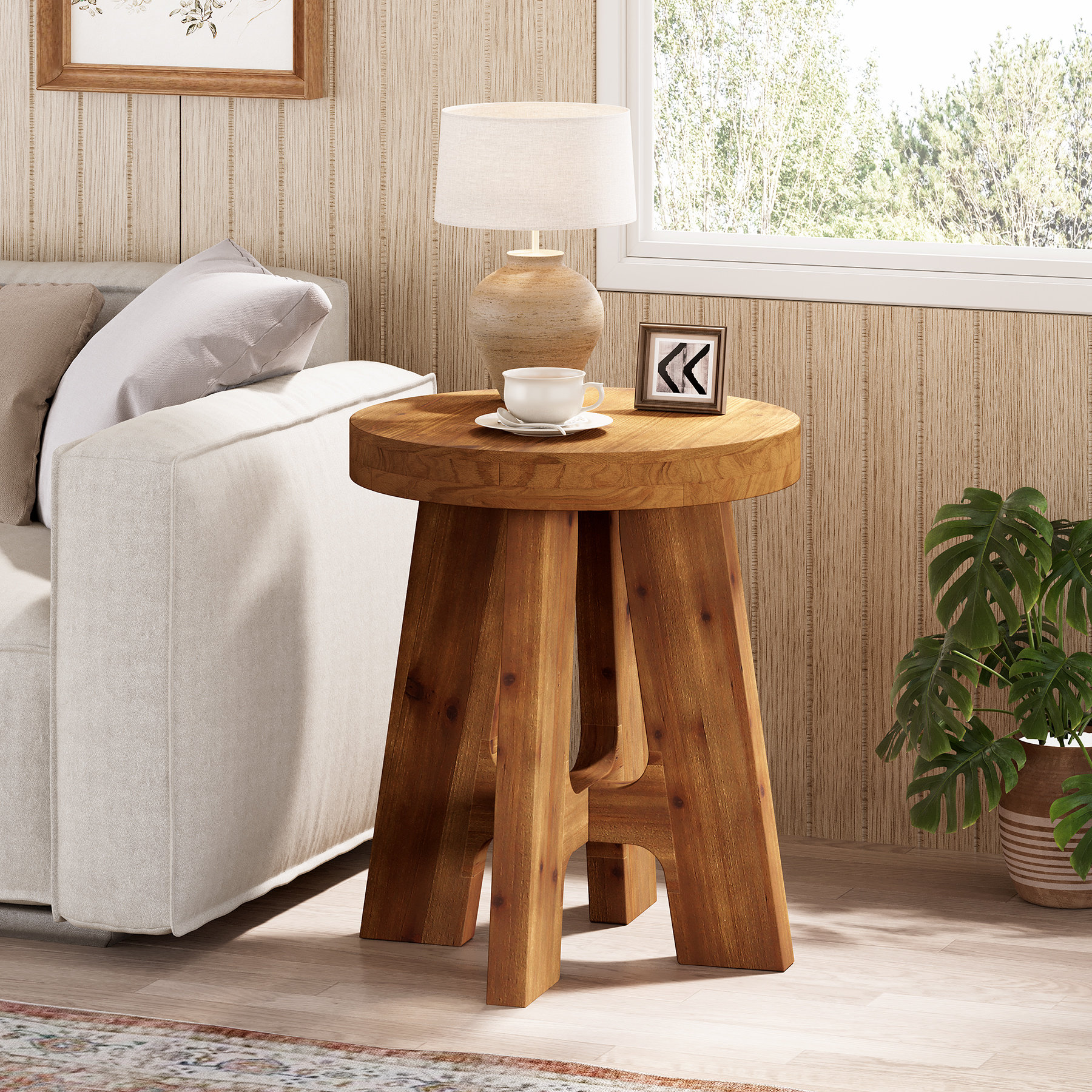 small rustic bedside table