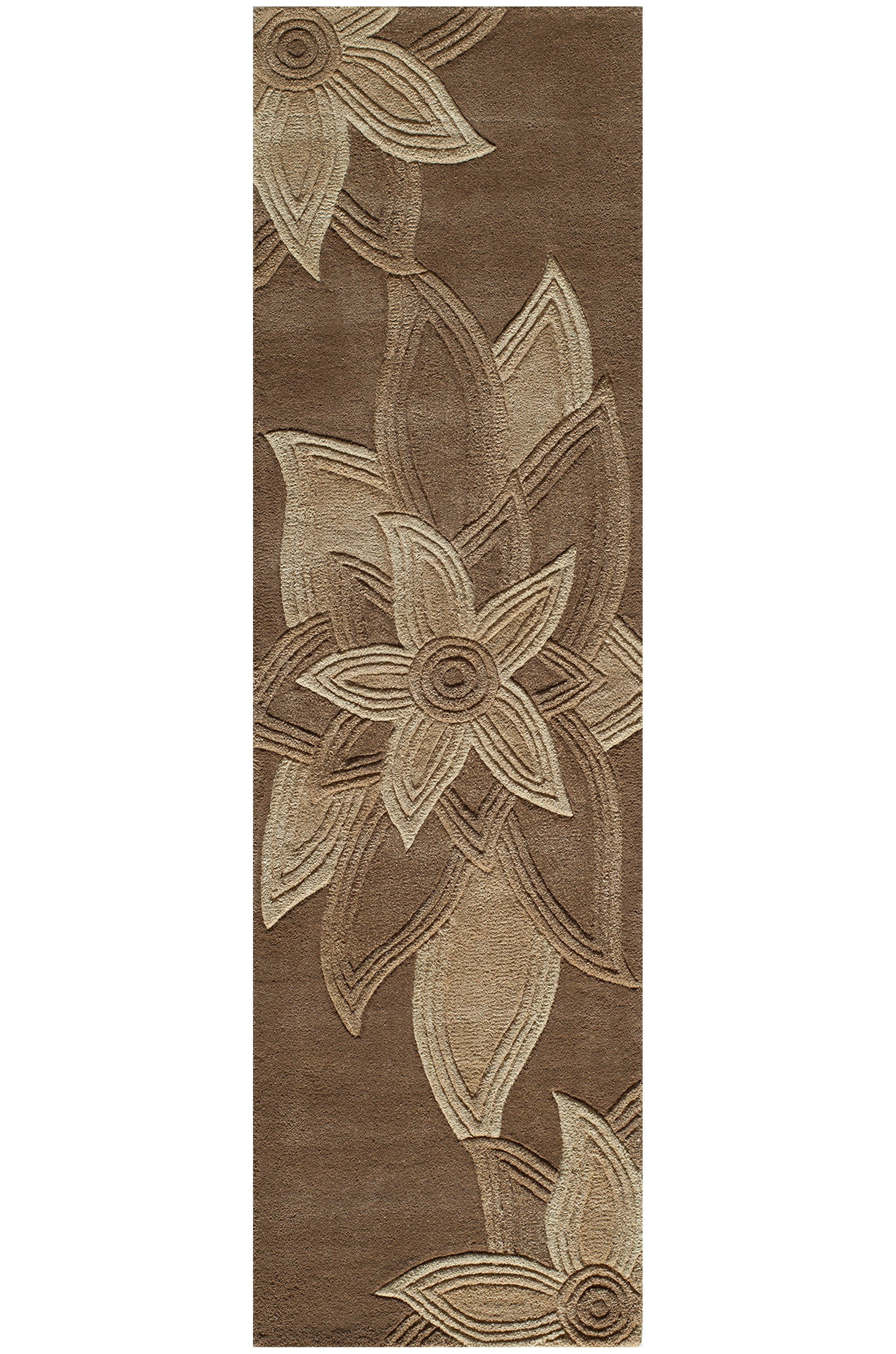 Red Barrel Studio® Cloninger Floral Handmade Tufted Wool Mocha Area Rug ...