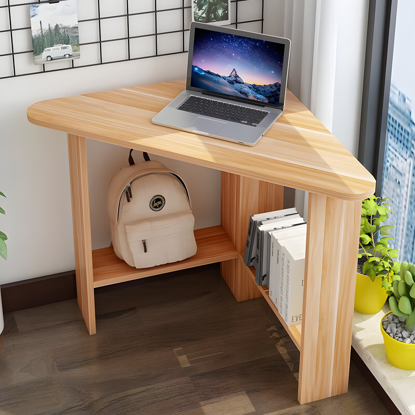 Ebern Designs Corner Computer Desk With Storage Shelf, Space-Saving ...