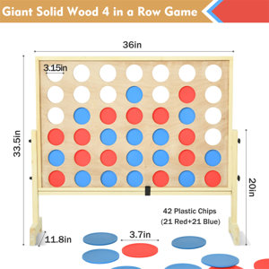 RayChee 2 Player Premium Giant 4 in a Row Connect Games, Wooden Connect ...