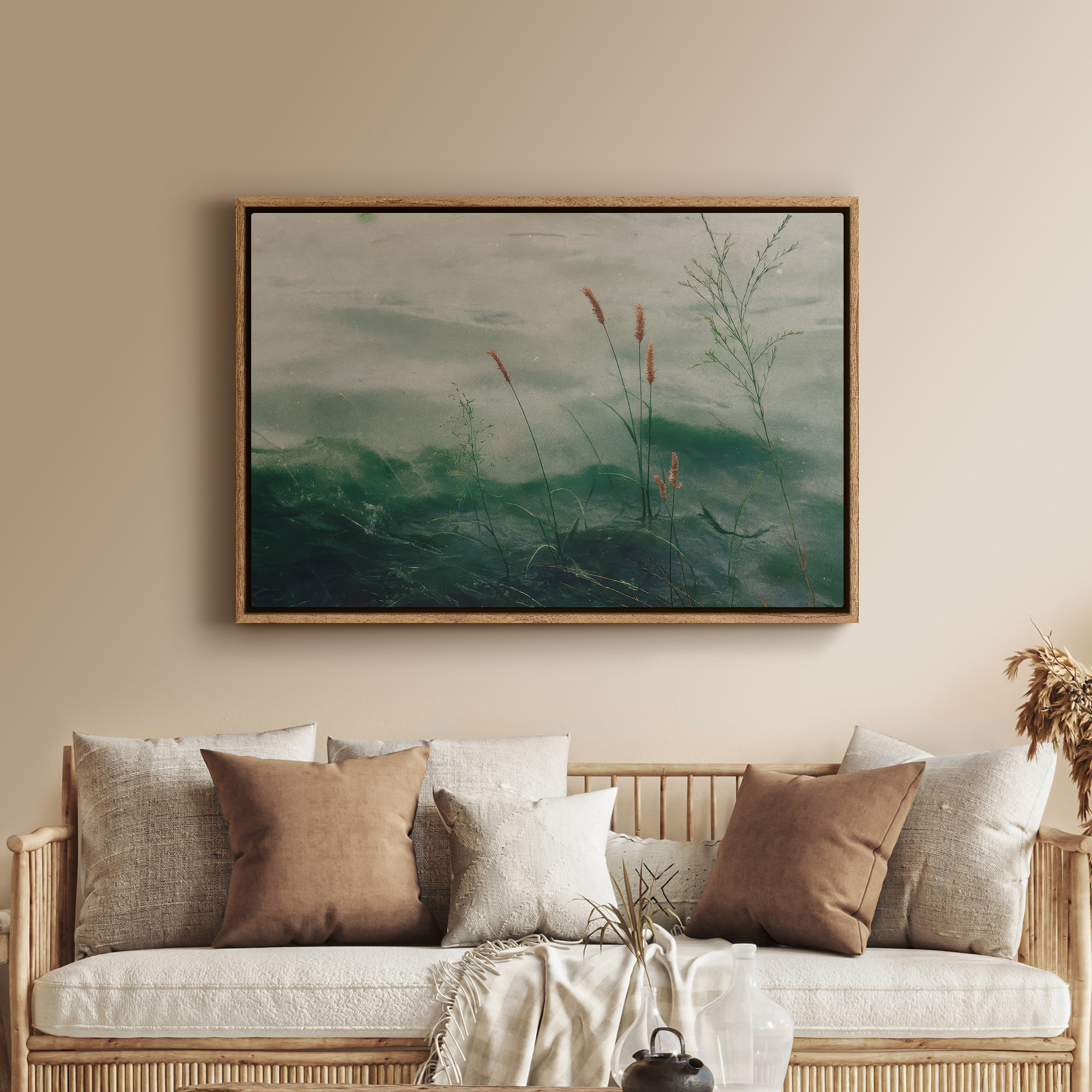Ashbrook Framed Canvas Wall Art - Aquatic Plant Watercolor Wall Prints ...