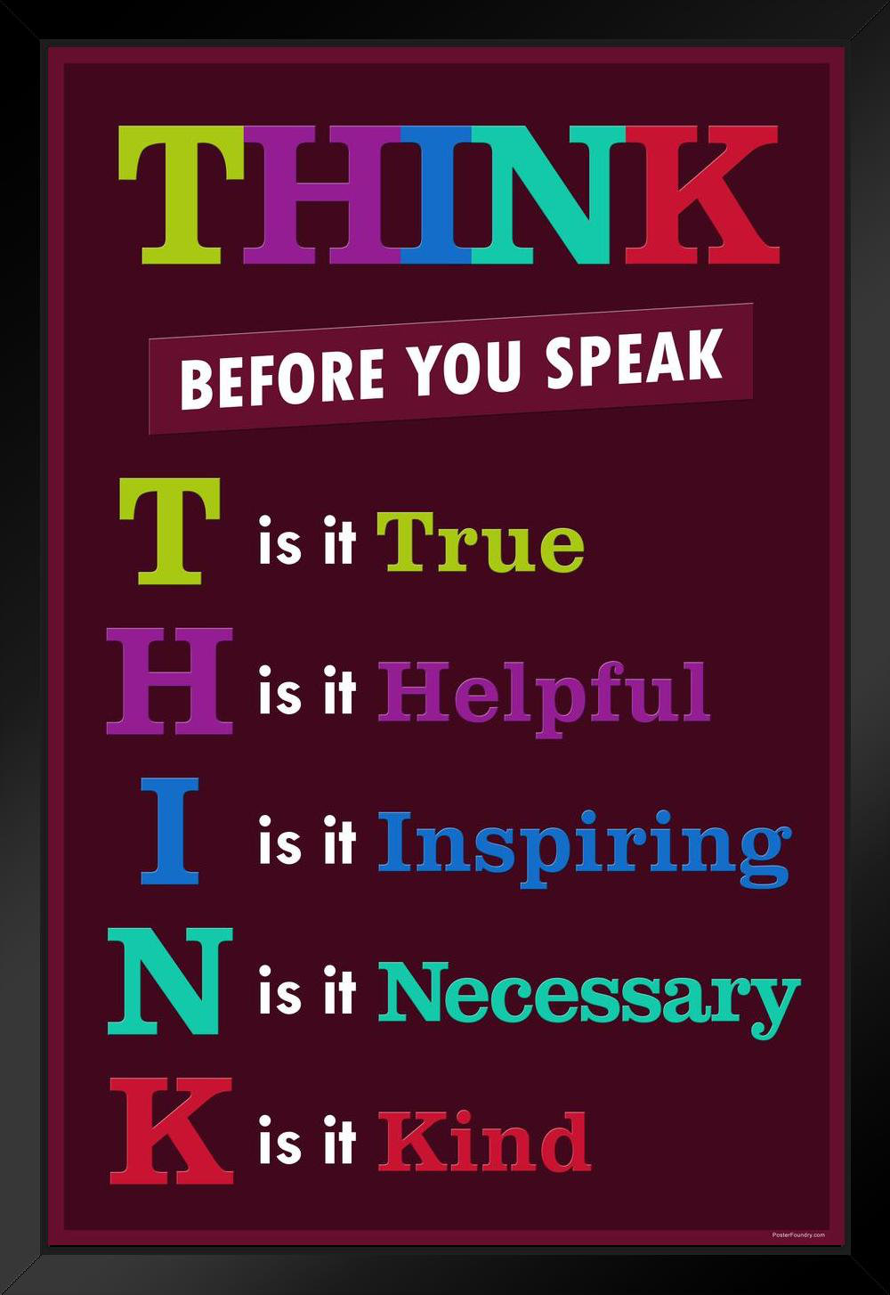 Trinx Classroom Sign Think Before You Speak Motivaltional Inspirational ...