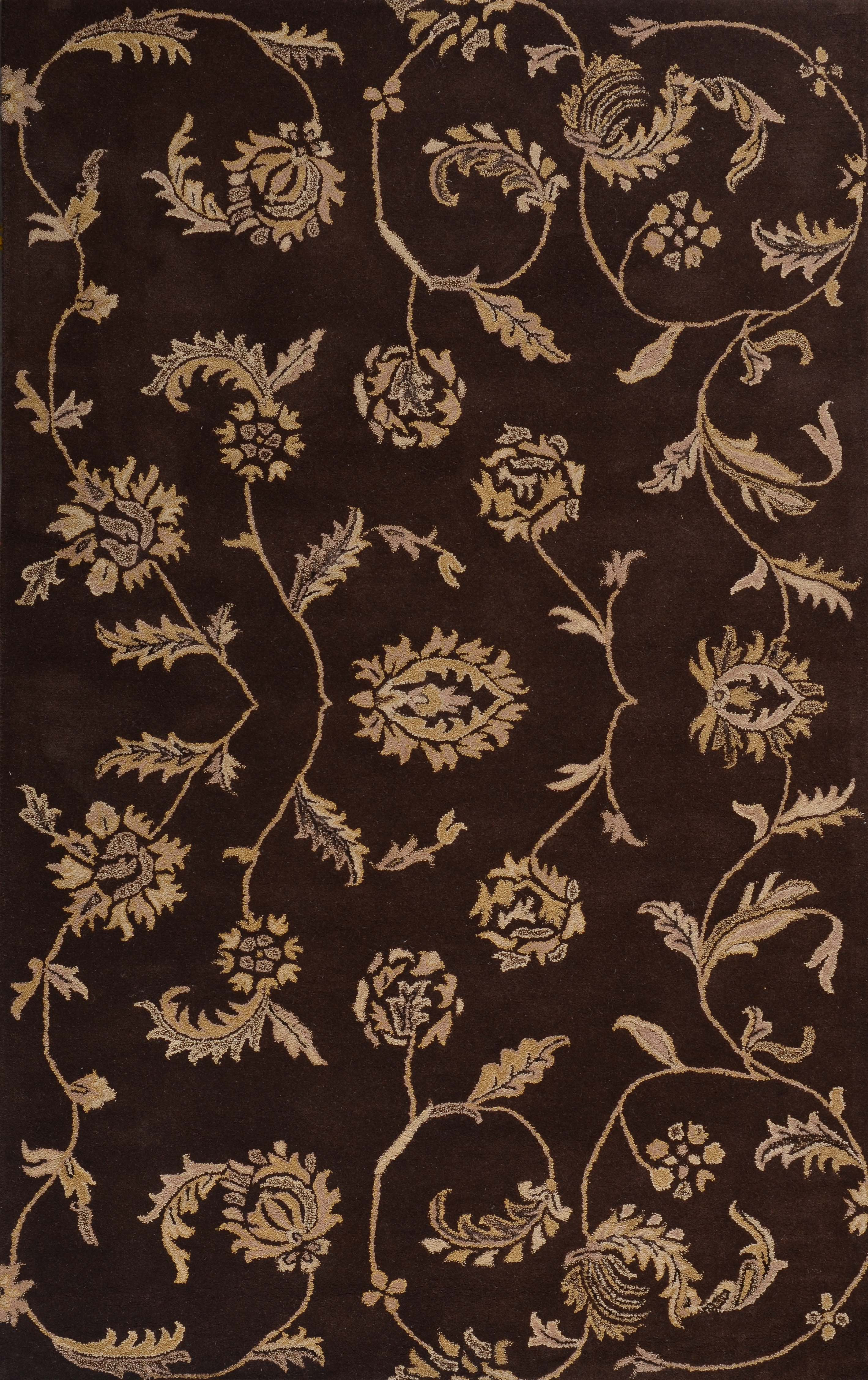 Charlton Home® Mitcheldean Floral Handmade Tufted Wool Brown Area Rug ...