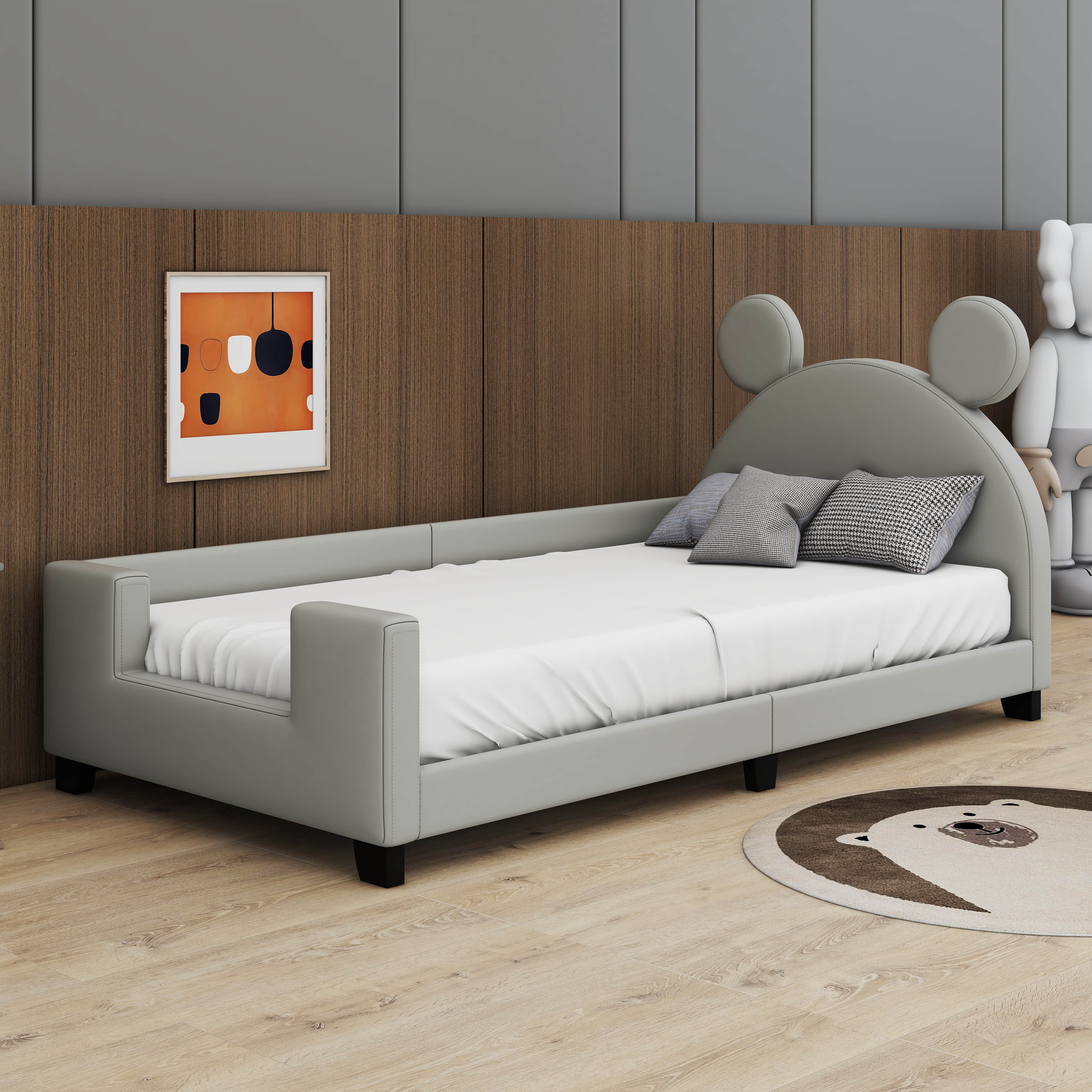 Harriet Bee Haralabos Kids Twin Size Upholstered Daybed with Carton ...