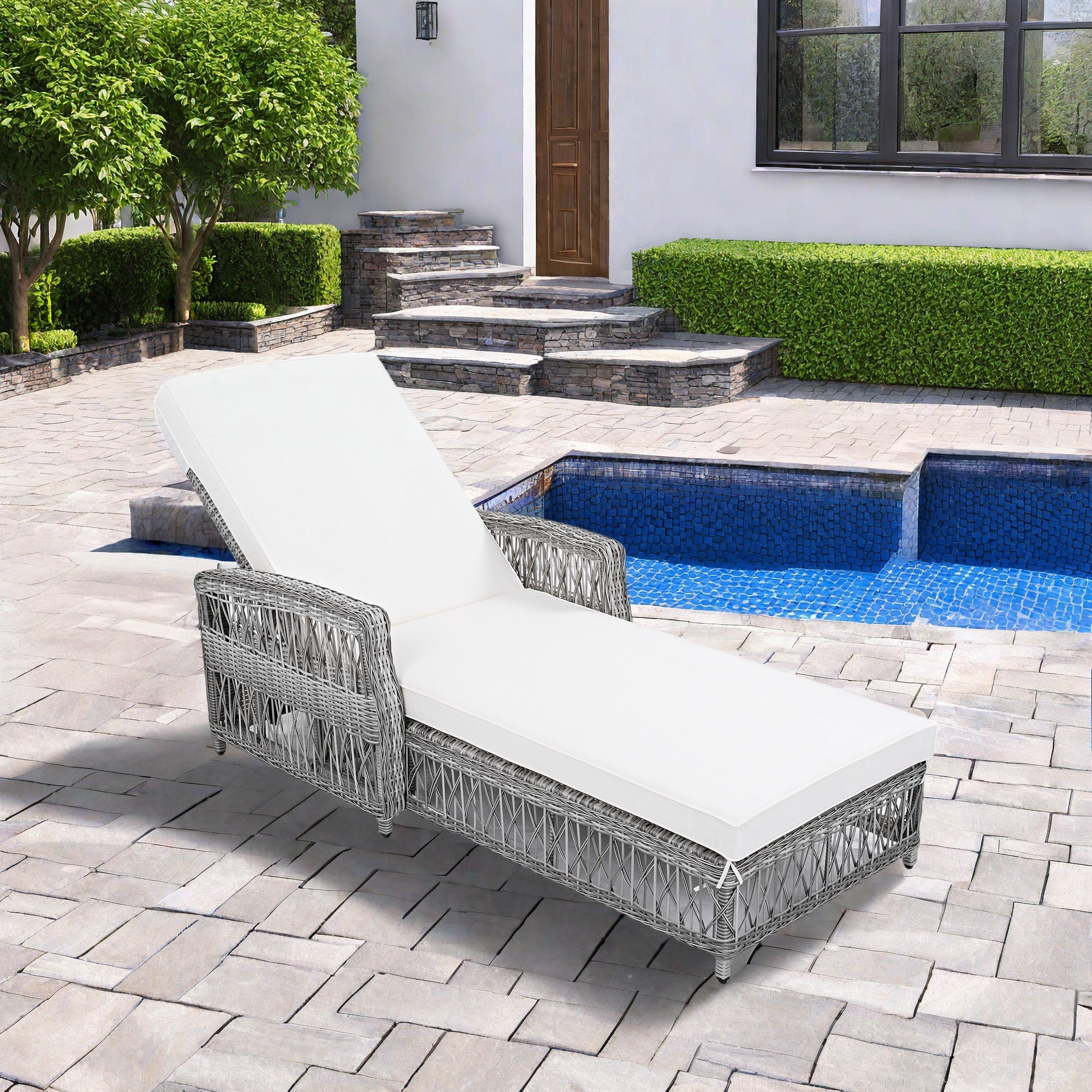 Bay Isle Home™ Outdoor Long Reclining Chaise With Removable Cushions ...