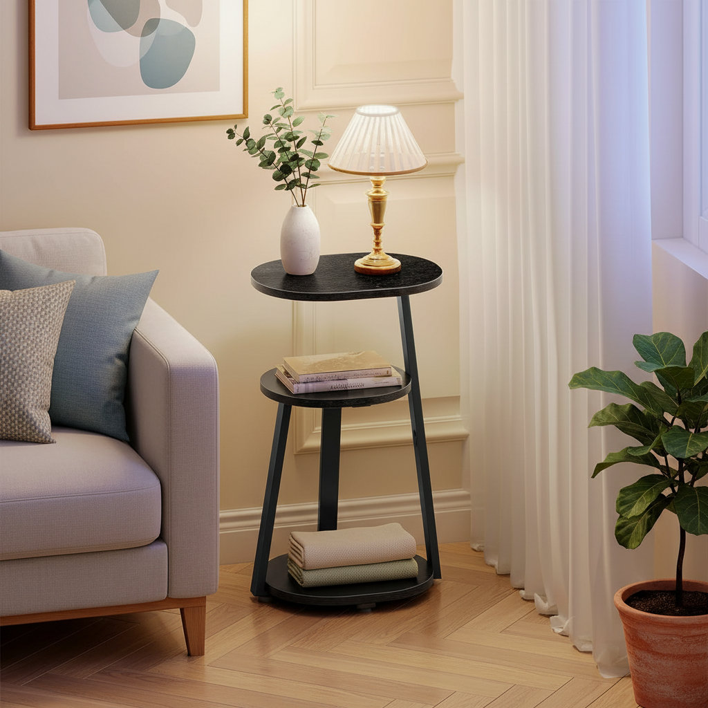 17 Stories Small End Table With Metal Frame & 3-Tier Design, Perfect ...