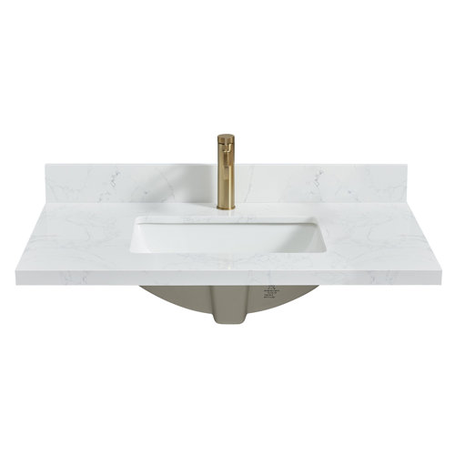 Vinnova Malaga 37'' Stone Single Bathroom Vanity Top with Sink | Wayfair