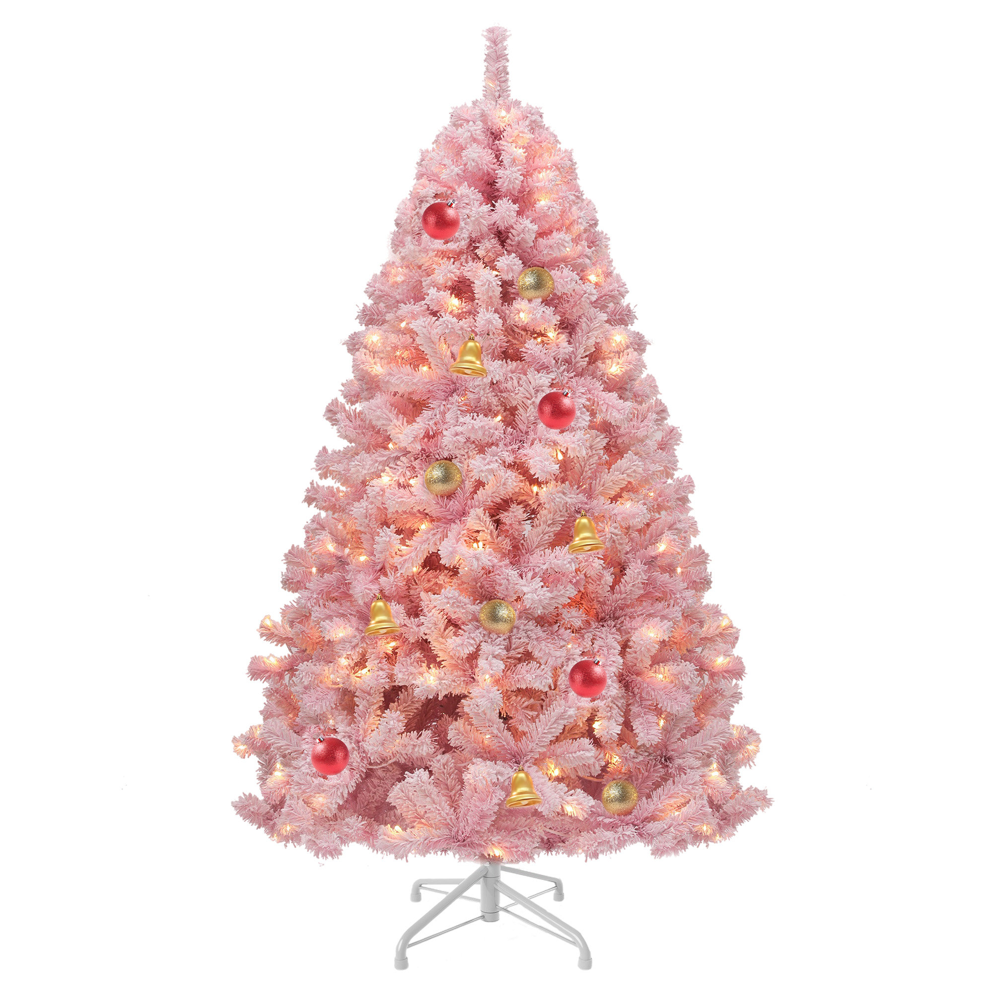 Mercer41 7.5 Ft Prelit Pink Flocked Spruce Christmas Tree | Wayfair