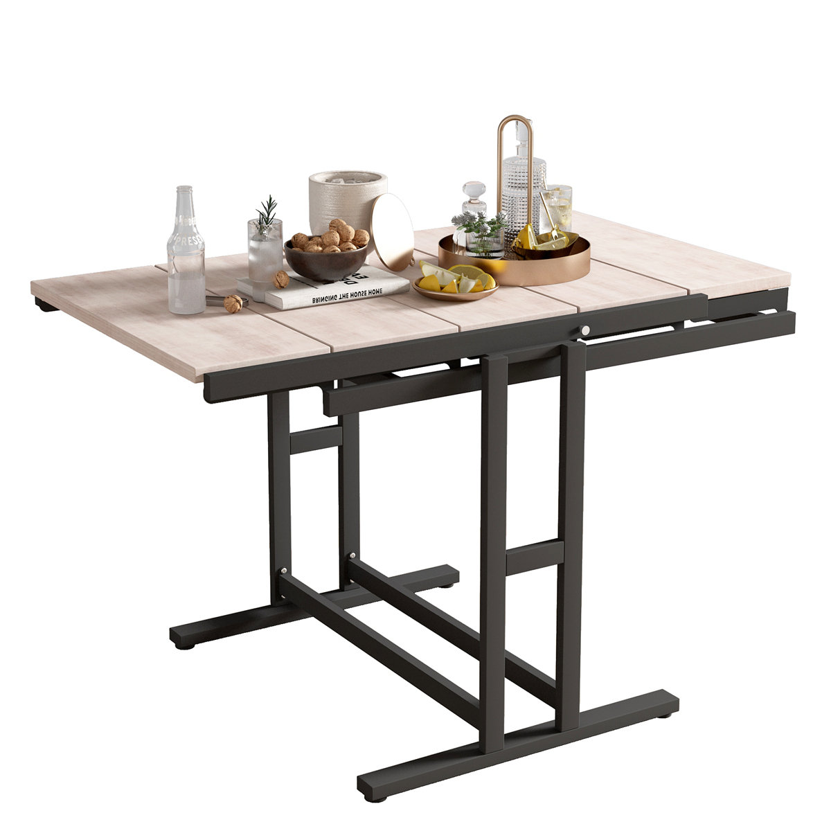 17 Stories White Solid Mahogany Wood Multifunction Convertible Dining ...