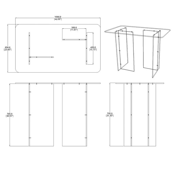 Brayden Studio® 42"L X 24"W X 31"H Clear Acrylic Dining Table, Church ...