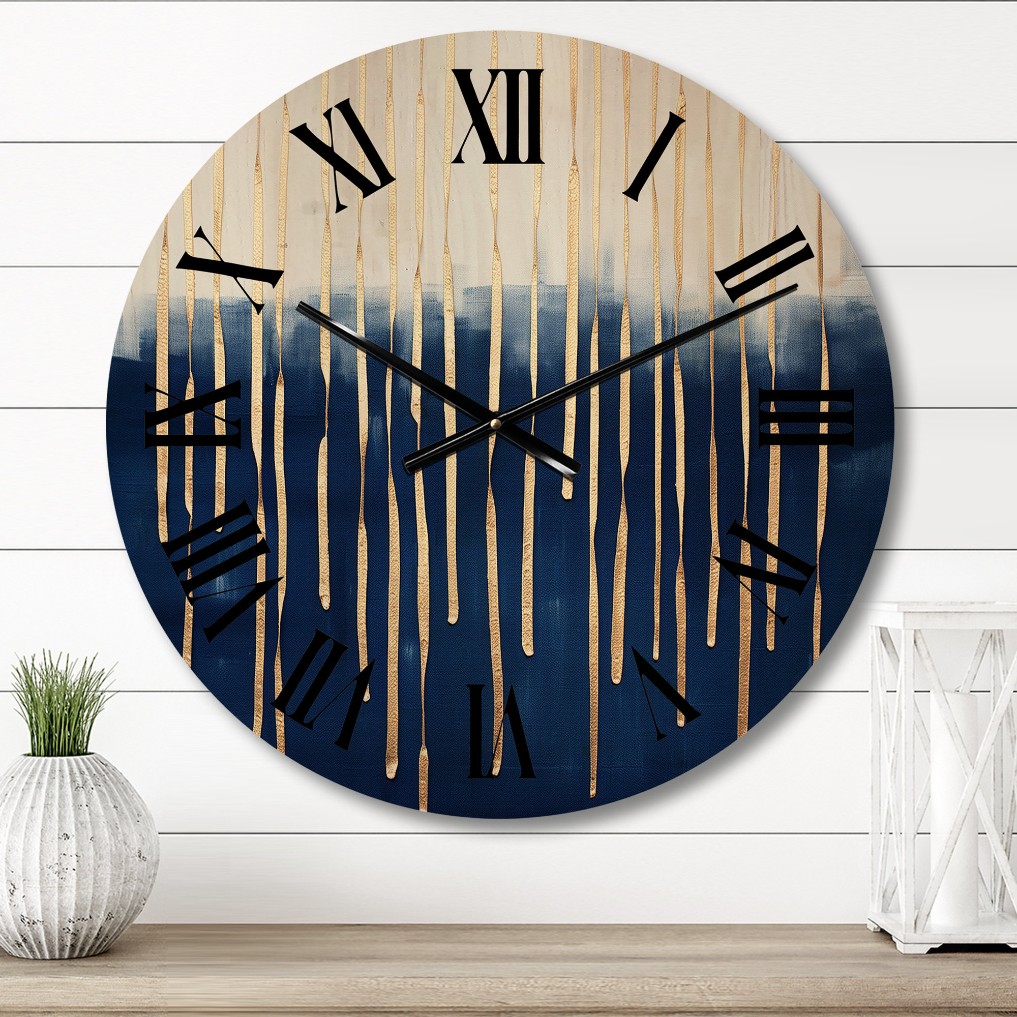 East Urban Home Azure Tapistry of Time Abstract Gold and Blue ...