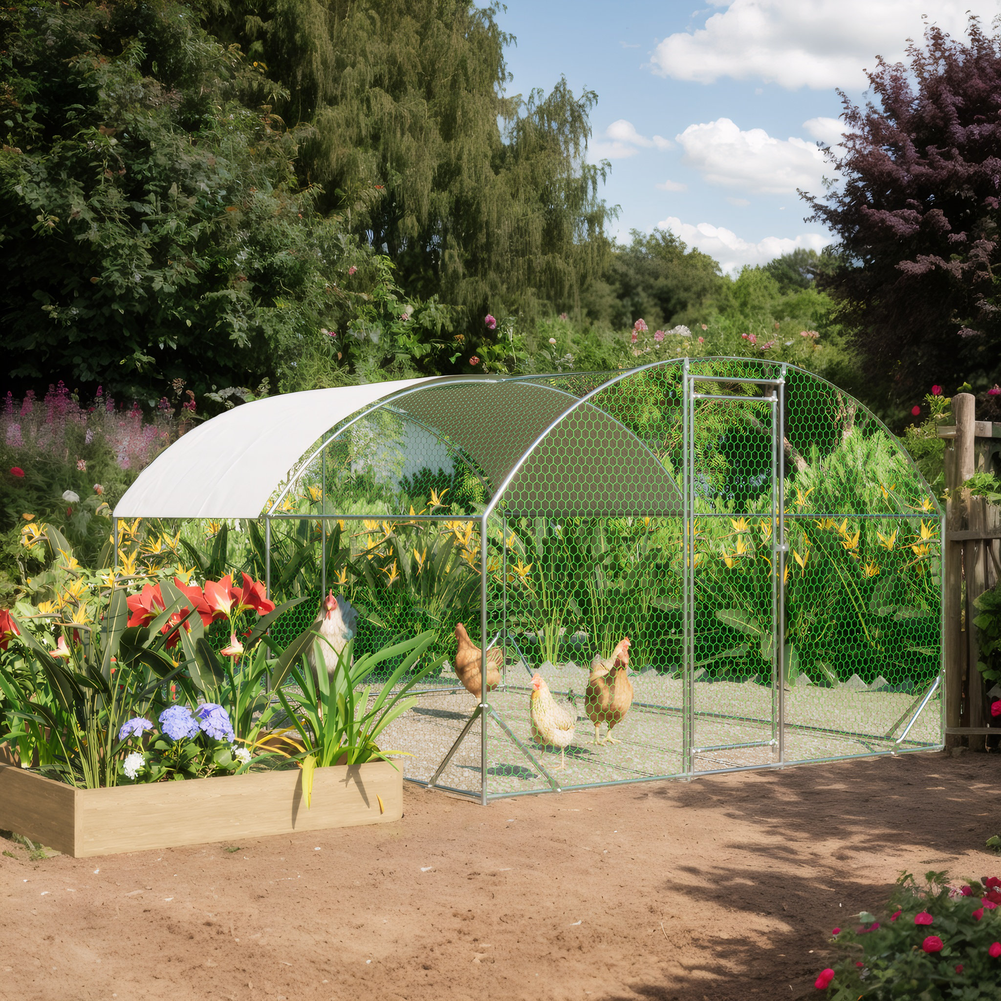 Tucker Murphy Pet™ Metal Chicken Coop Run w/ Waterproof UV Cover - Walk ...