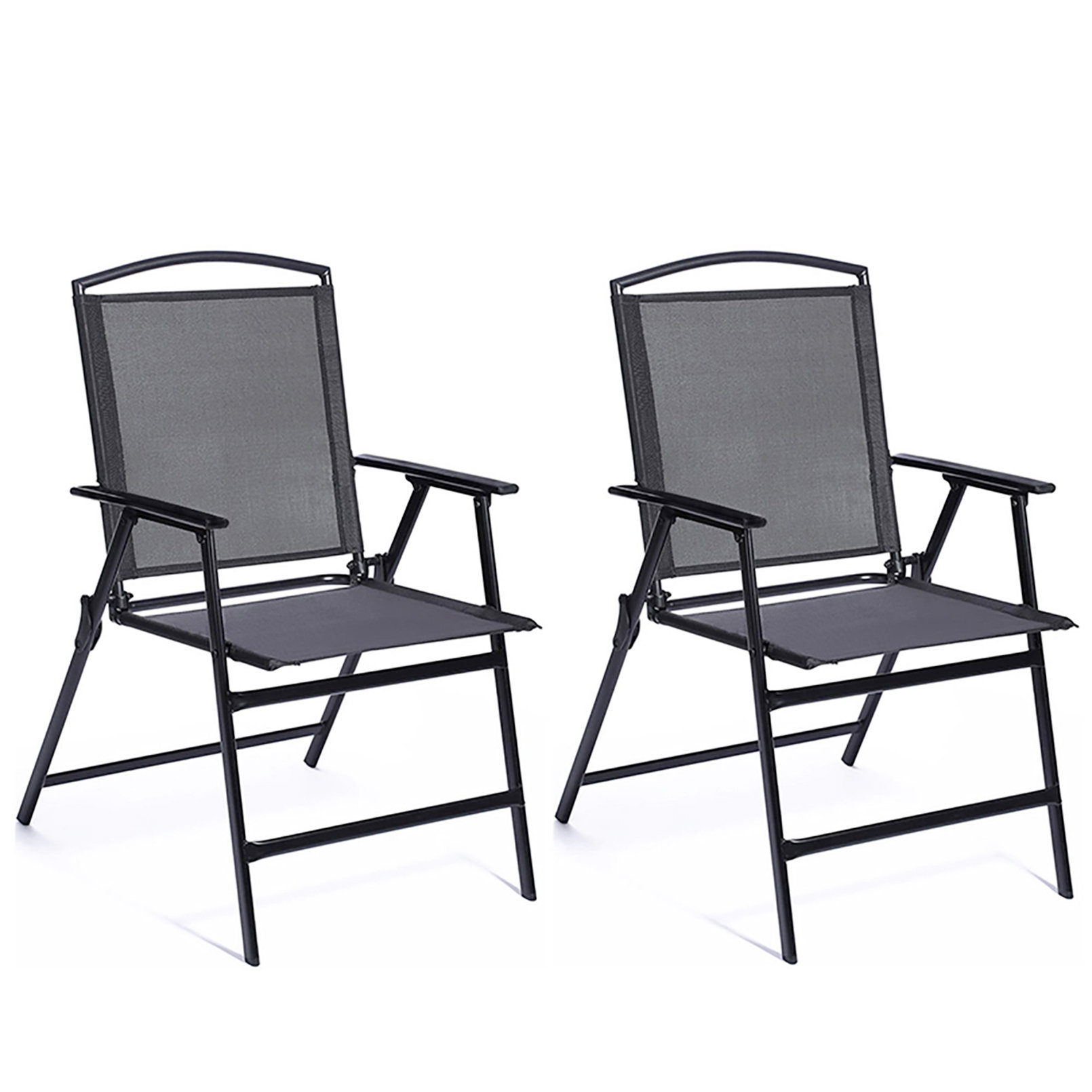 Ebern Designs Outdoor Folding Patio Dining Sling Chairs Set Of 2 With ...