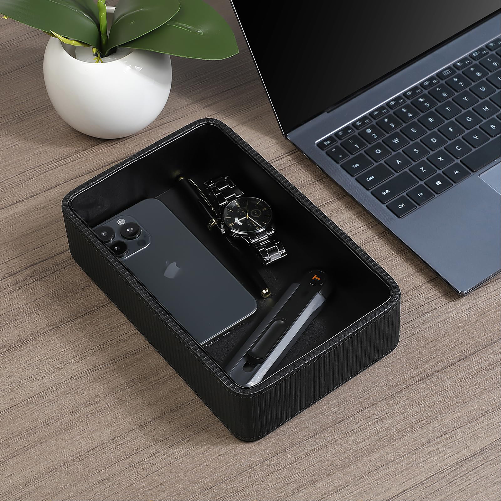 Ivy Bronx PU Leather Tray Storage Box, Decorative Perfume Tray Desktop ...