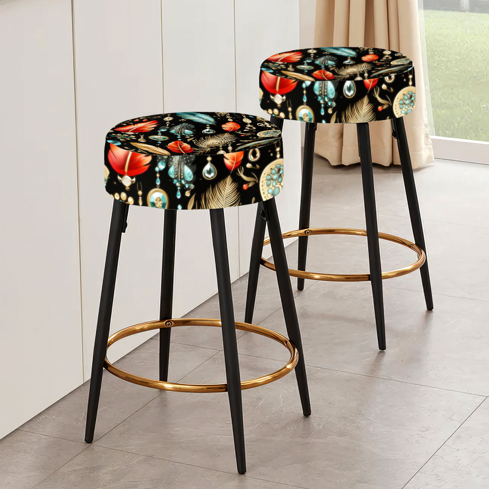 Bungalow Rose Azhia - Boho Bar Stools Set Of 2 | Wayfair