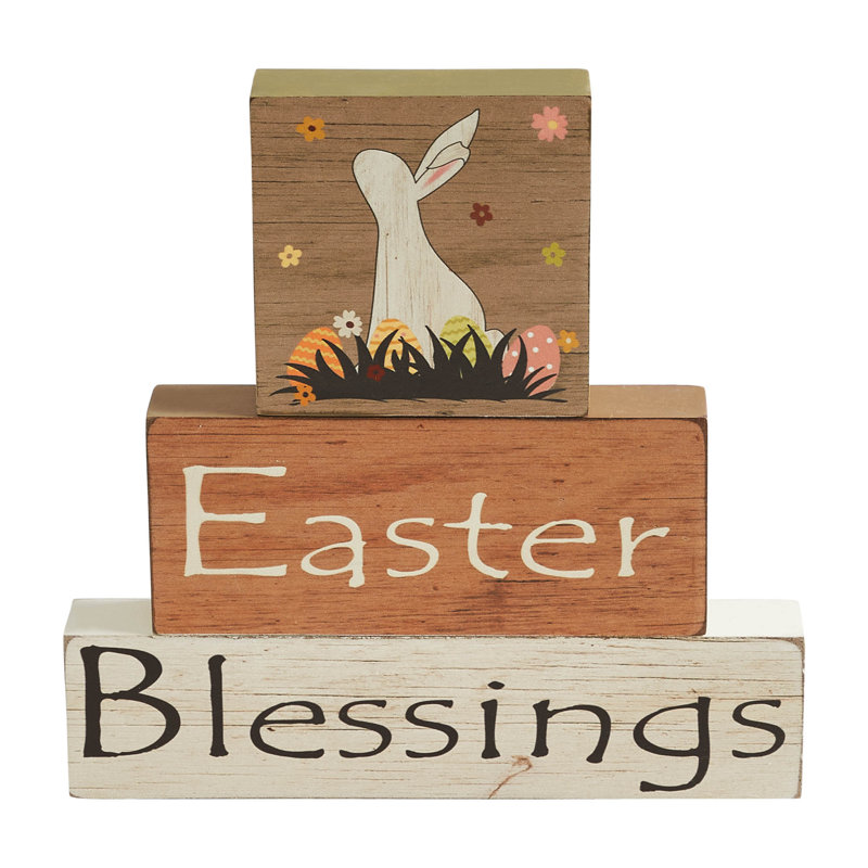 VHC Brands Spring In Bloom Easter Blessings MDF Block Sign Set of 3 ...