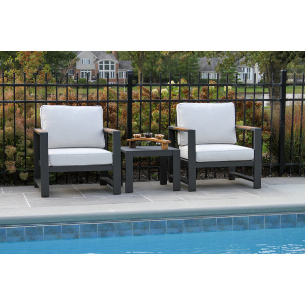 Hokku Designs 3 Pc. Black Aluminum Seating Group | Wayfair