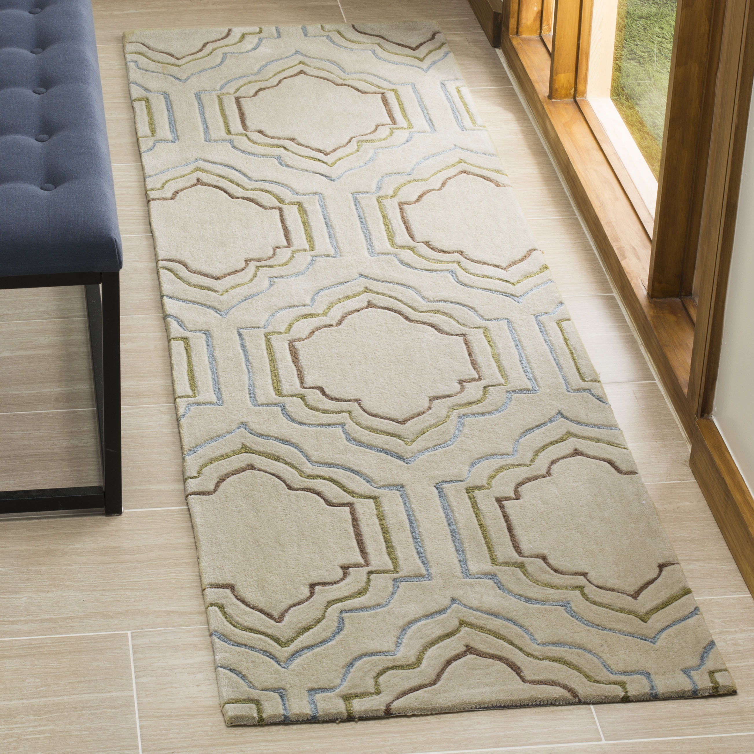 Winston Porter Cohmer Modern Art Hand Tufted Performance Geometric Rug ...