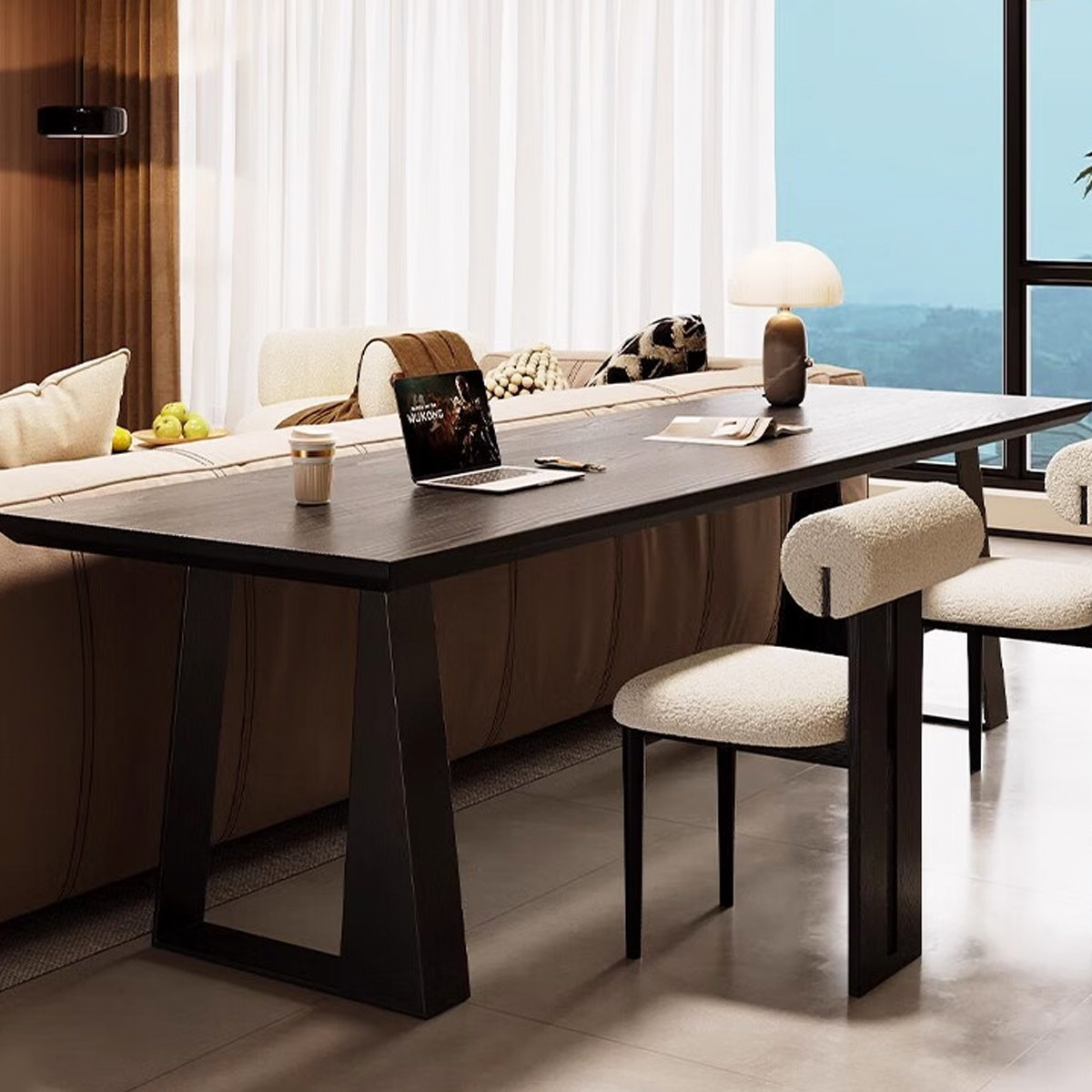 Hokku Designs All Solid Wood Against The Wall Double Study Office Desk ...