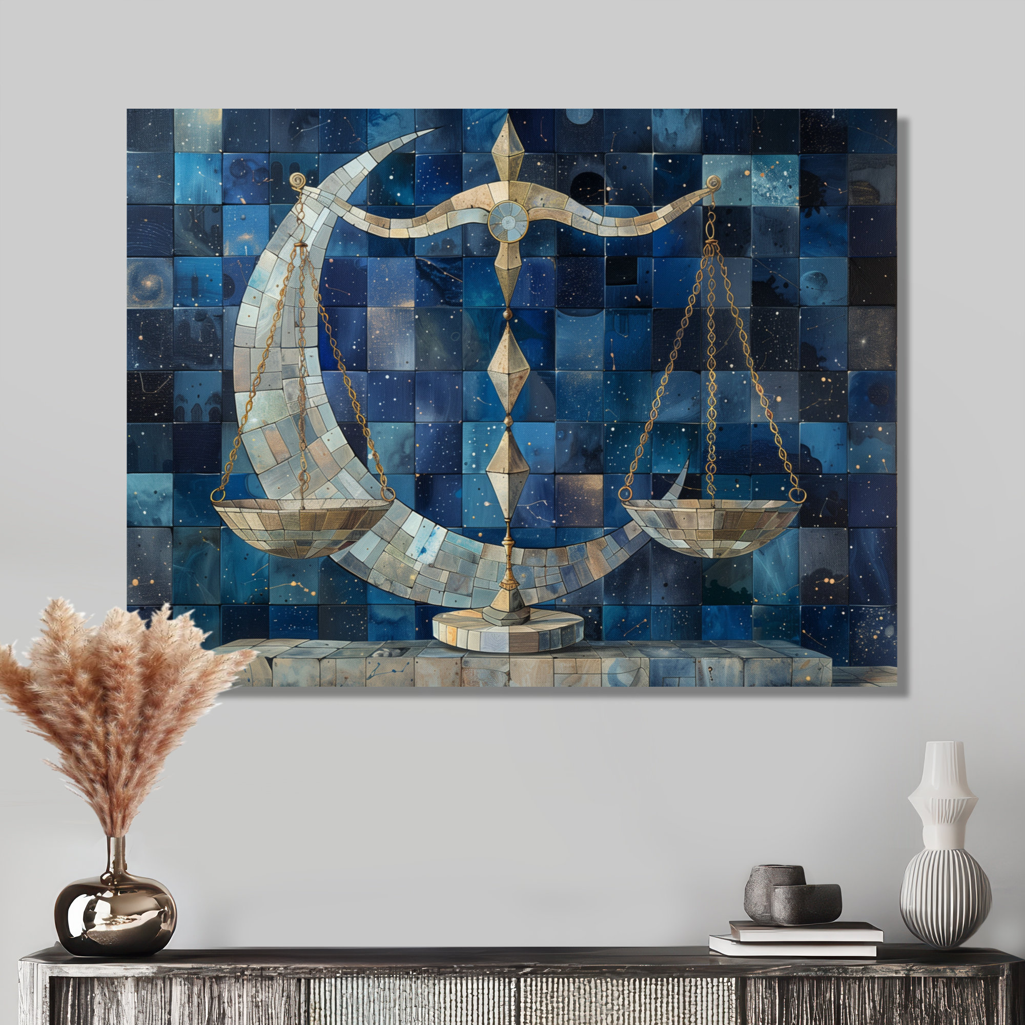Lark Manor™ Blue Silver Astrology Scales Of Justice Libra - Astronomy ...