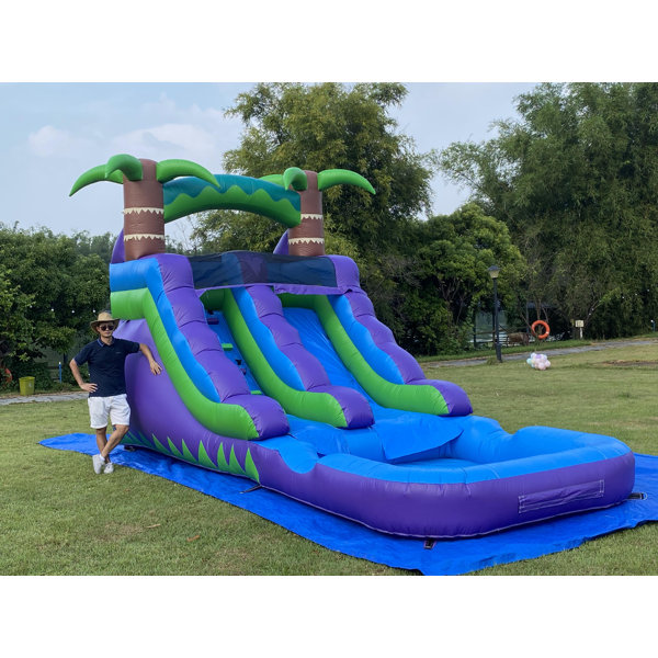 Connsann 21ft Tropical Commercial Grade Water Slide With Splash Pool ...