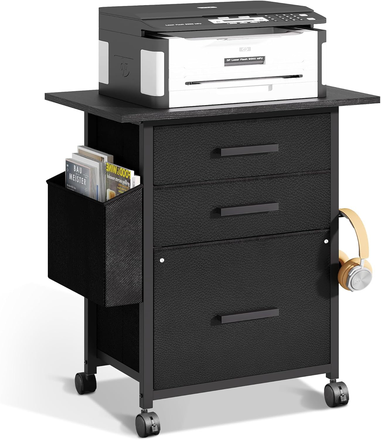 Inbox Zero File Cabinet Printer Stand, Fabric Mobile Filing Cabinet ...