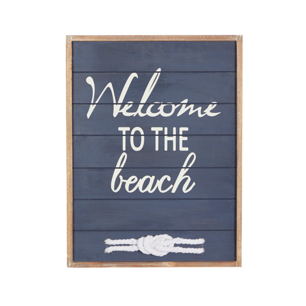 Highland Dunes Blue Wood Welcome To The Beach Sign, 20 X 15 X 2 | Wayfair