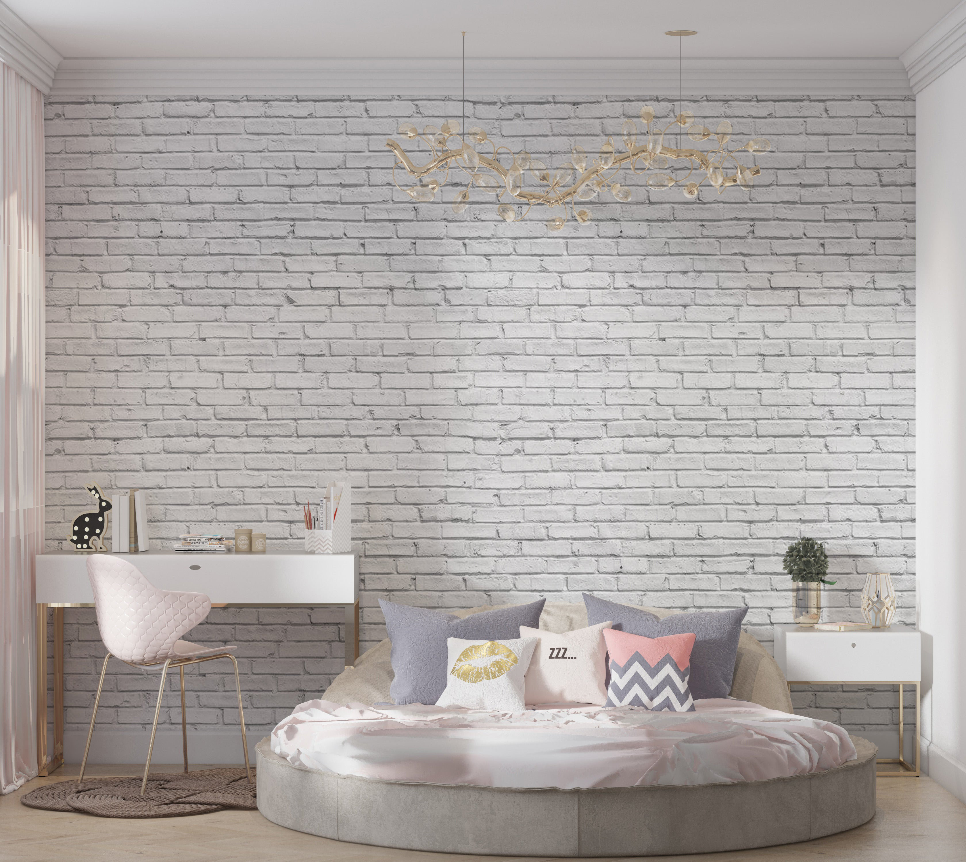 17 Stories White Painted Brick Wall Mural | Wayfair