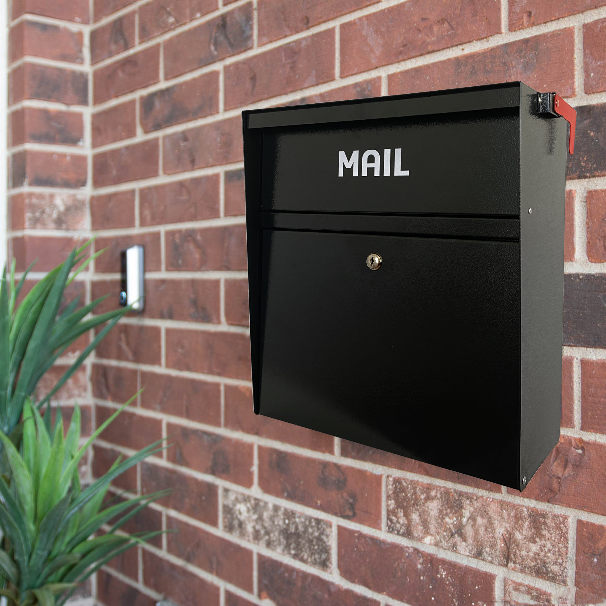 Plugsharge Rainproof Wall Mount Mailbox With Outgoing Mail Flag And ...