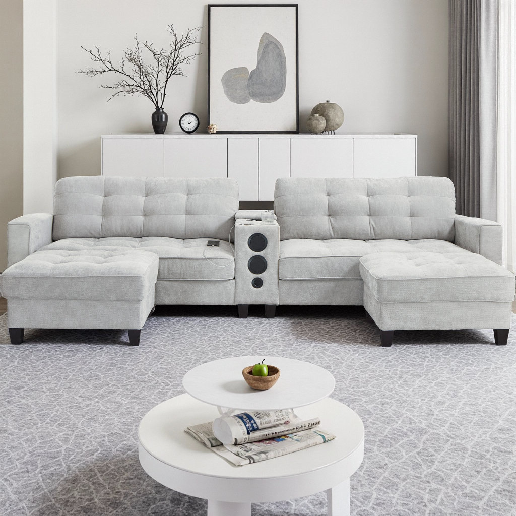 Latitude Run® 126" Modern U-Shaped Sectional Sofa with Bluetooth ...