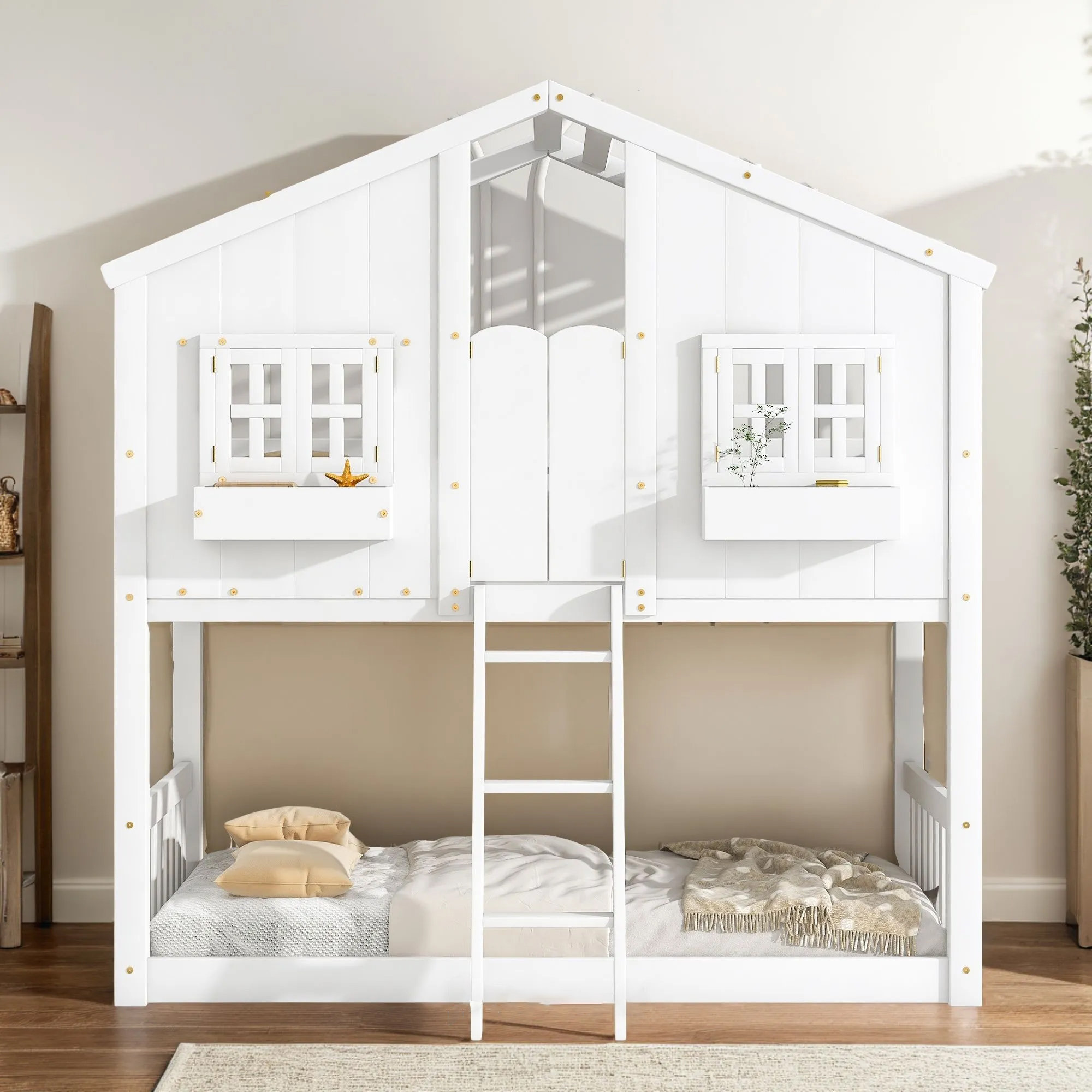 Harper Orchard Arey House Bunk Bed With Roof Easy Assembly High Guard ...
