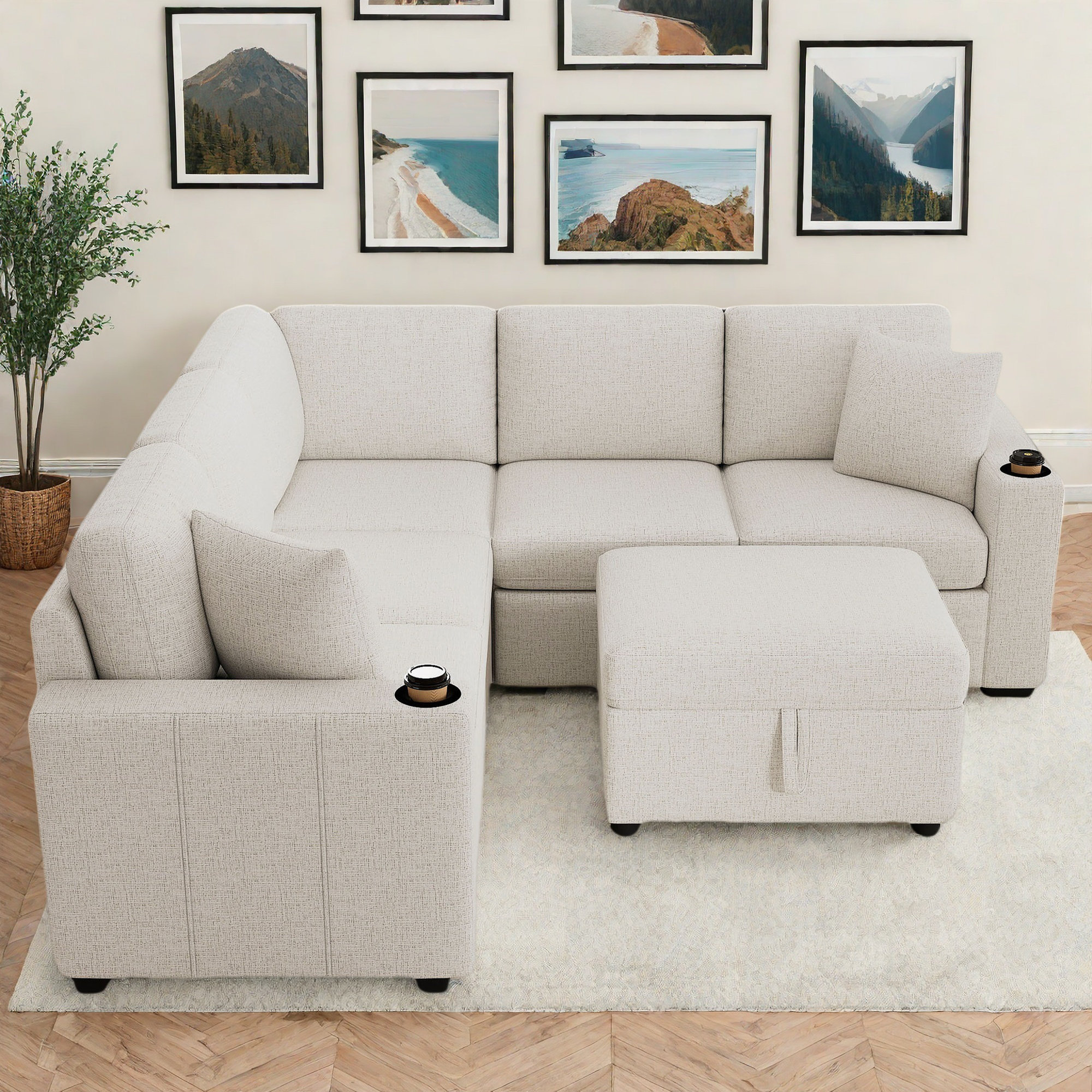 Latitude Run® Sectional Convertible U-shaped Pull-out Sofa Bed With A ...