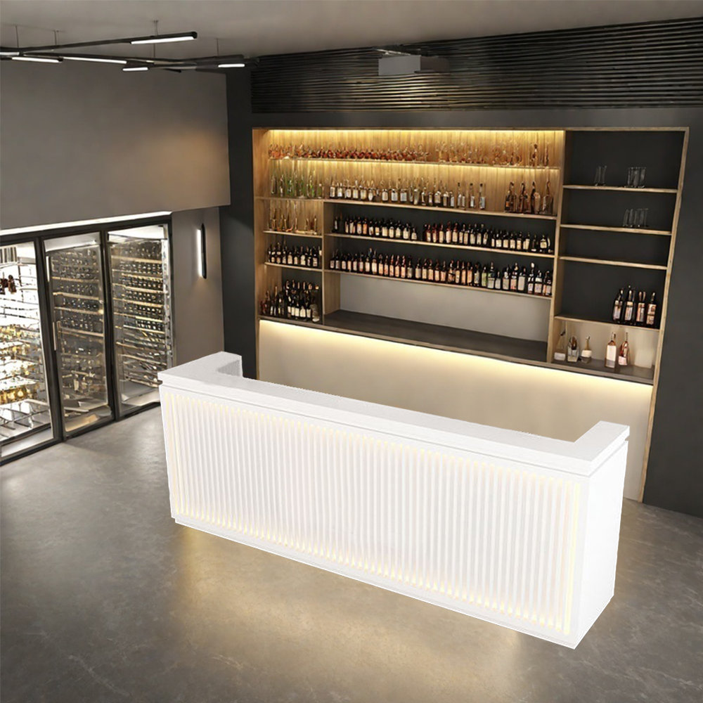 KPXU Bar Counter 110.23-Inch Vintage Bar Counter Front Desk with Dual ...