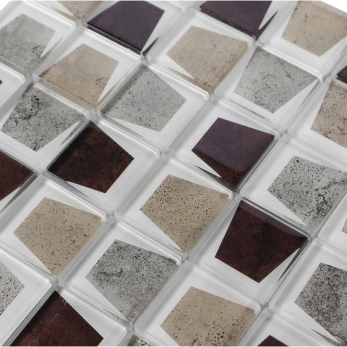 Symple Stuff Taourirt 12" x 12" Beveled Glass Grid Mosaic Wall Tile ...