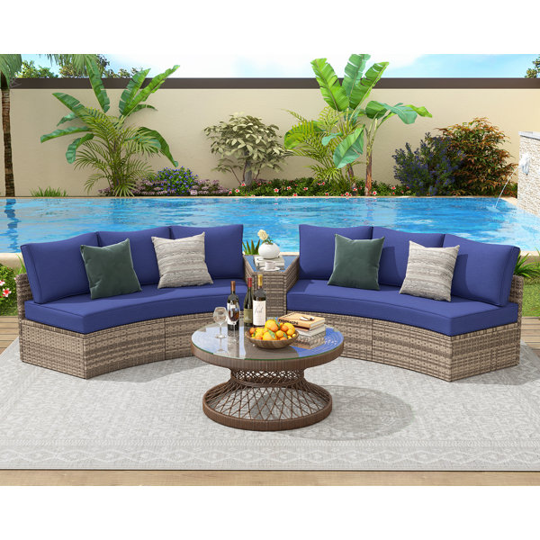 Latitude Run® Leiny Patio Conversation Set, 7 Piece Half-moon Sectional ...
