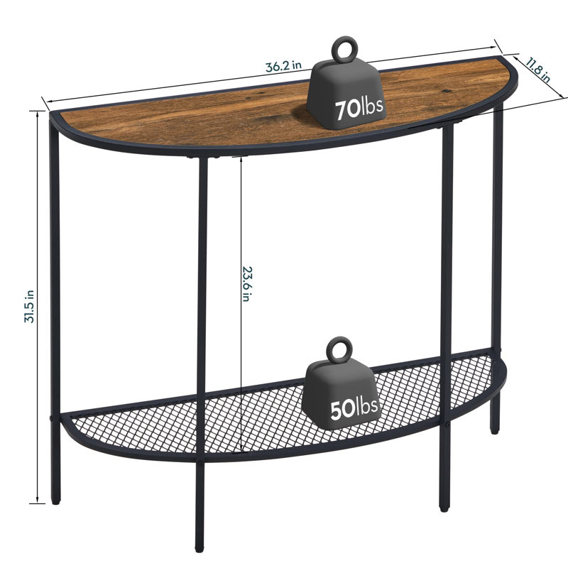 17 Stories 2 Tier Narrow Entryway Half Moon Table with Storage | Wayfair