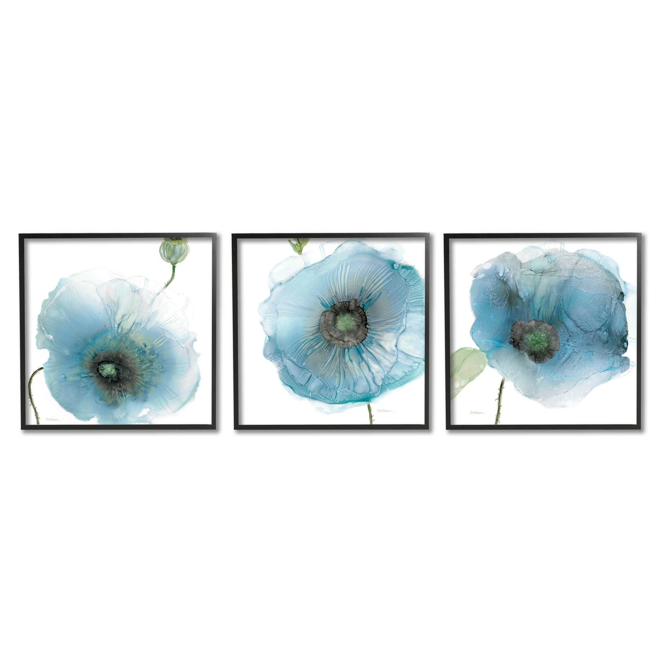 Stupell Industries Modern Poppy Flower Shapes 3 Pc Giclee Art Set By ...