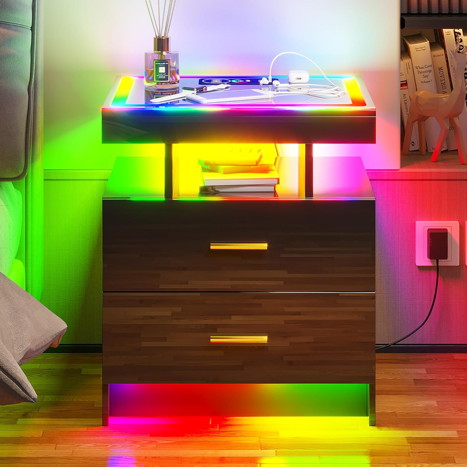 Wrought Studio™ Smart Rgb Led Nightstand With Wireless Charging ...