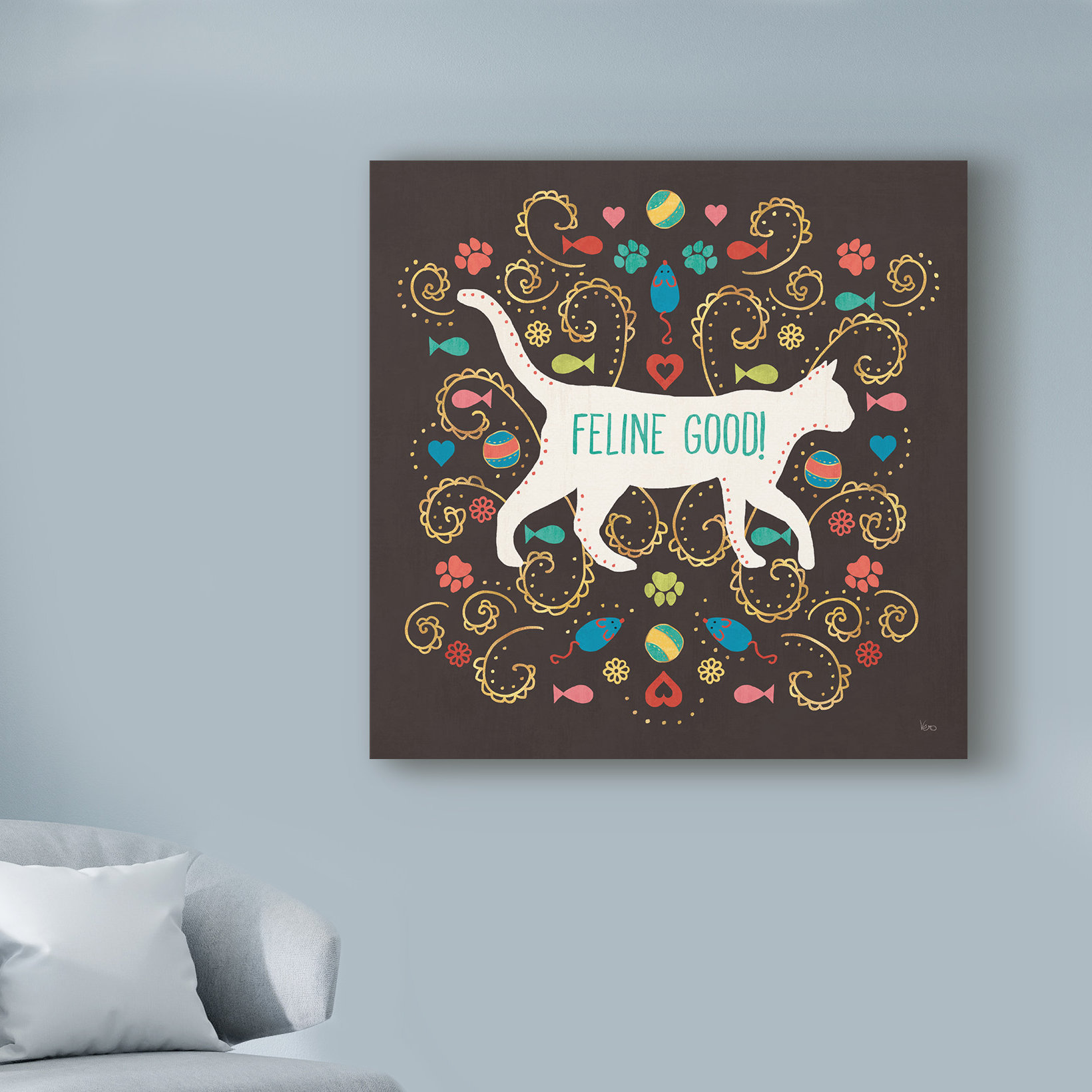 Winston Porter 'Otomi Cats II Dark' Graphic Art Print on Wrapped Canvas ...