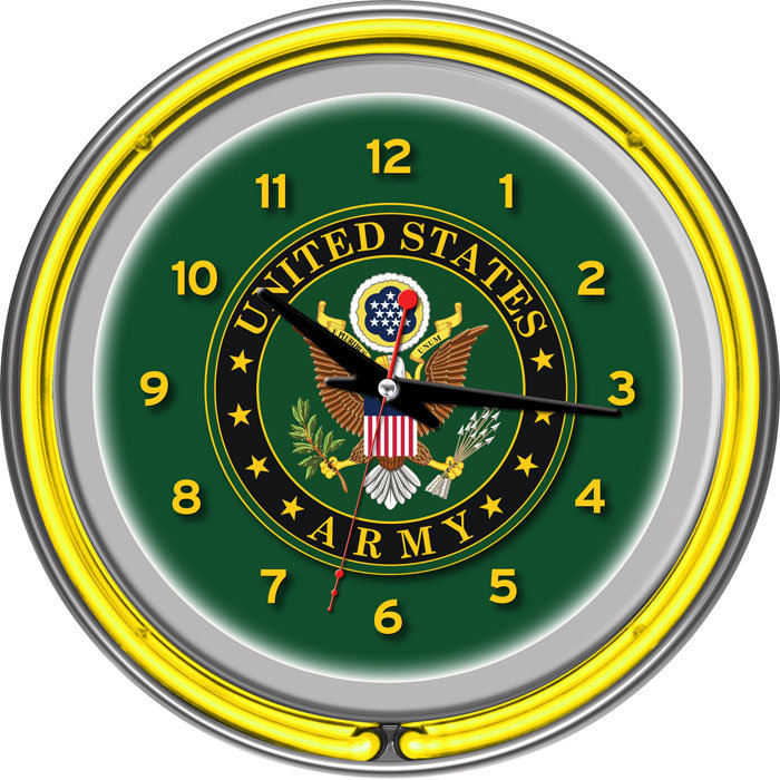 Trademark Global U.S Army 14.5" Symbol Double Ring Neon Wall Clock ...