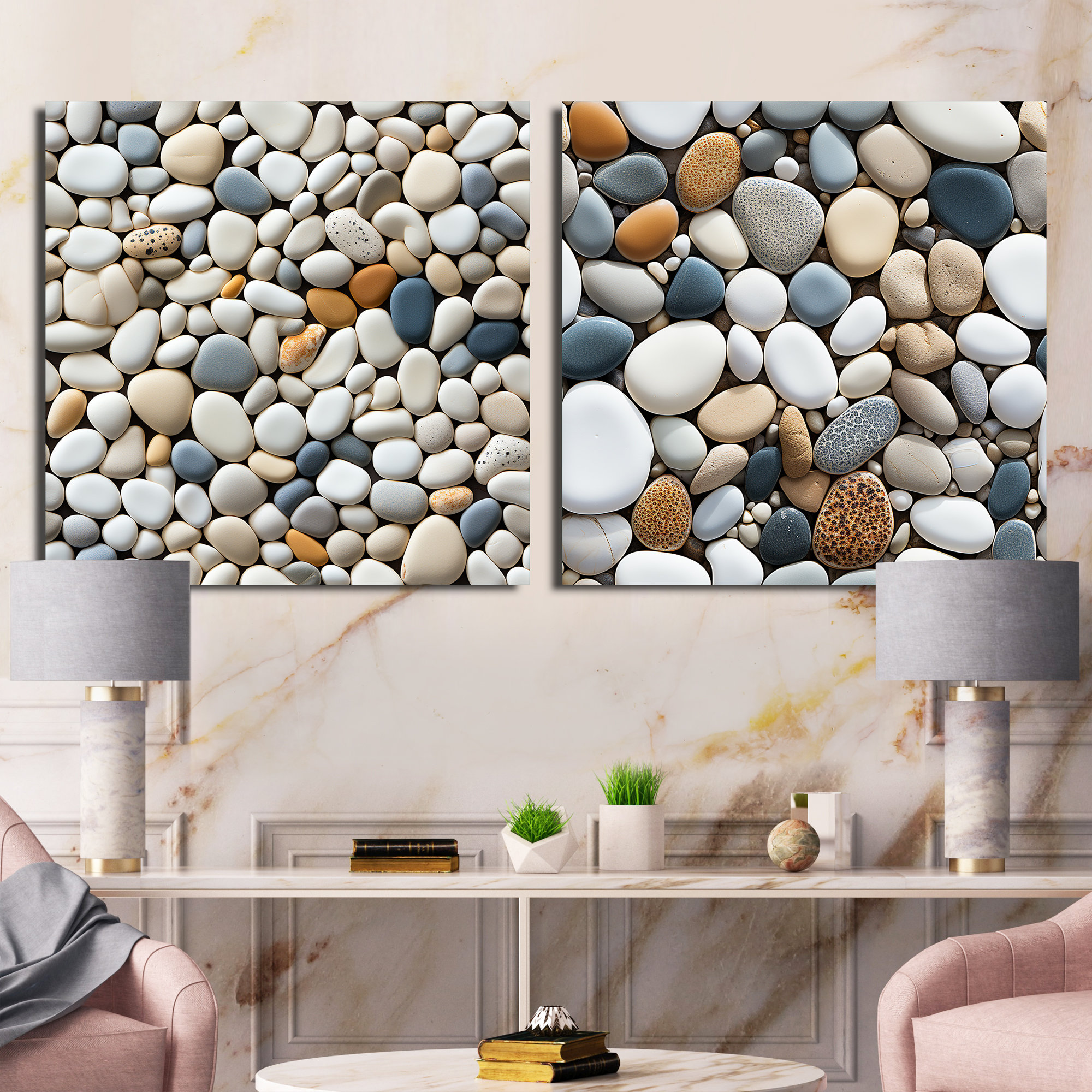 Design Art Pebble Mosaic Tropical Pattern - Nature Square Collage Set ...