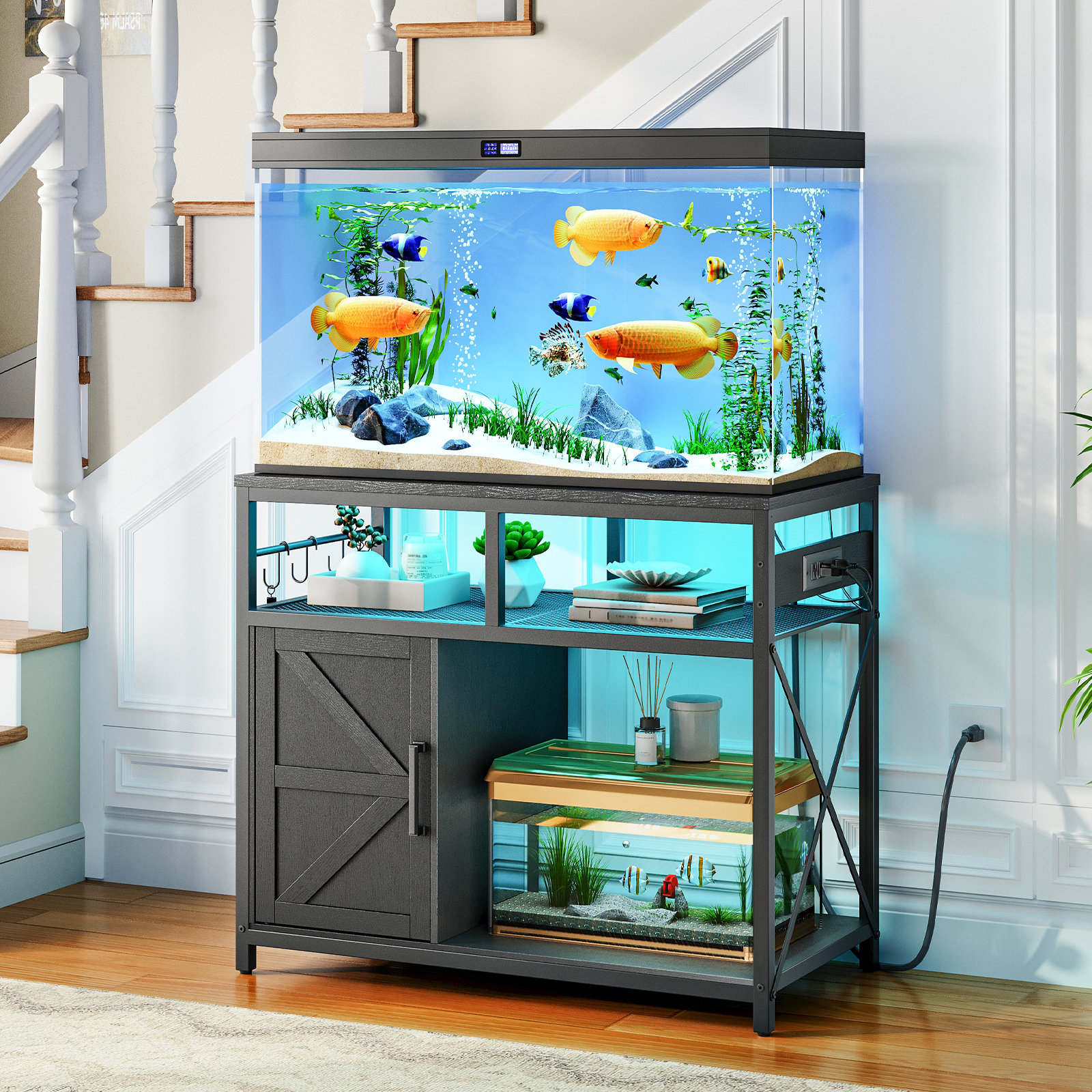 Tucker Murphy Pet™ 40-50 Gallon Fish Tank Stand Metal Frame Aquarium ...