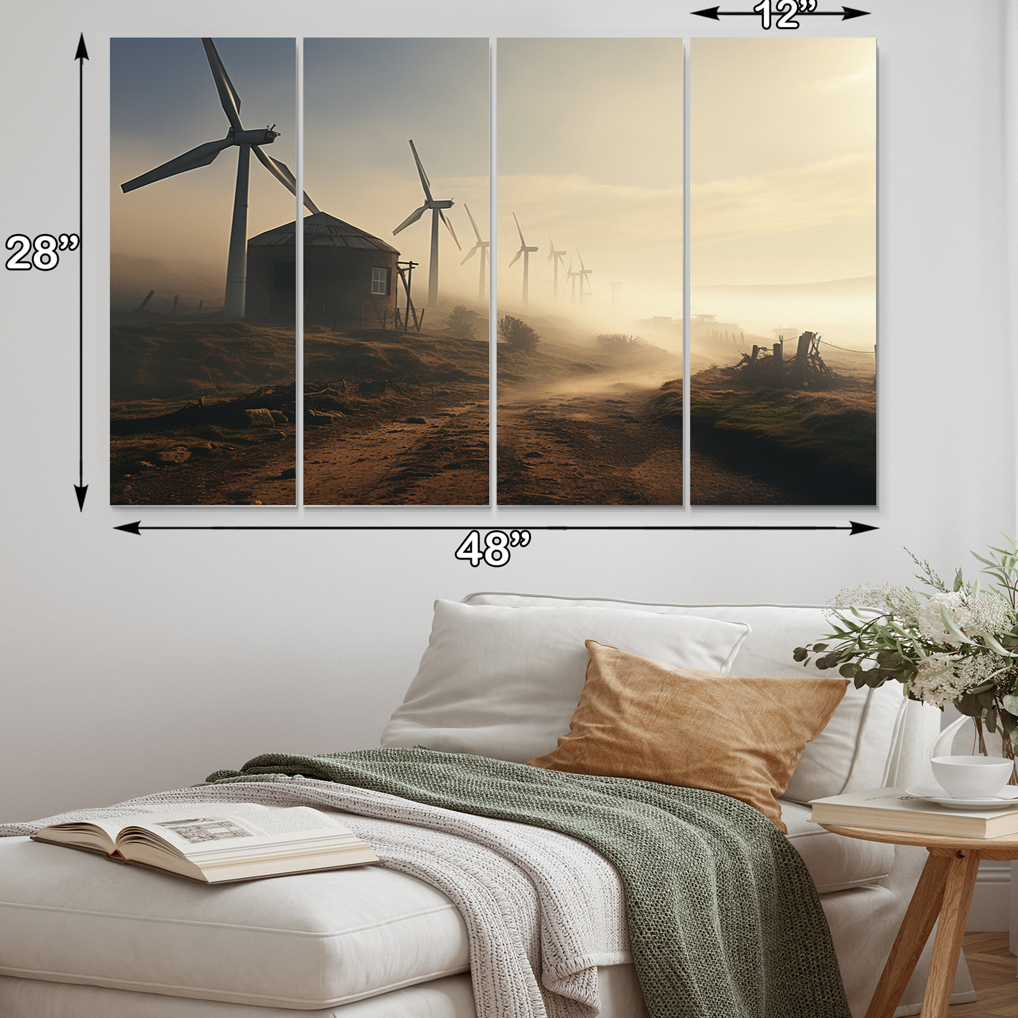 Design Art Wind Turbines Whispers I - Wind Turbines Canvas Wall Art - 4 ...