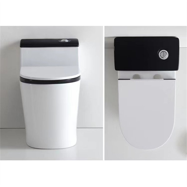 WATERMONY 1.6 GPF Elongated Comfort Height Floor Mounted One-Piece ...