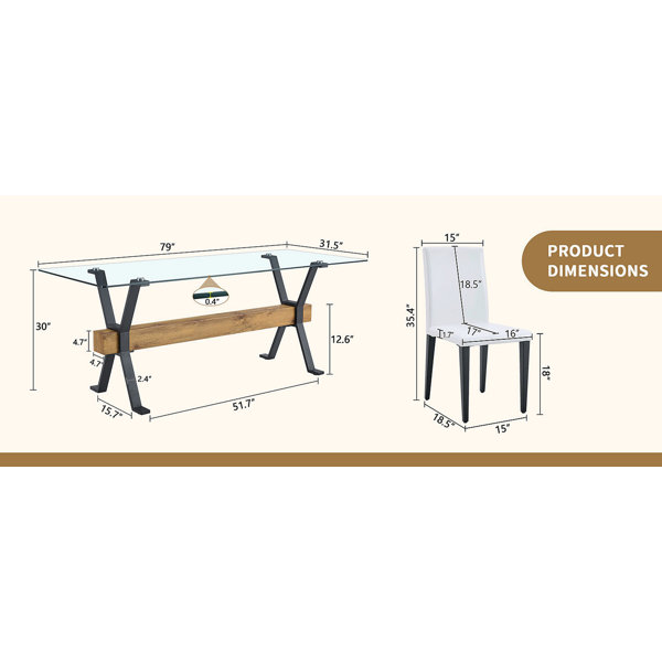 Red Barrel Studio® Table And Chair Set.79"X31.5" Inch Tempered Glass ...
