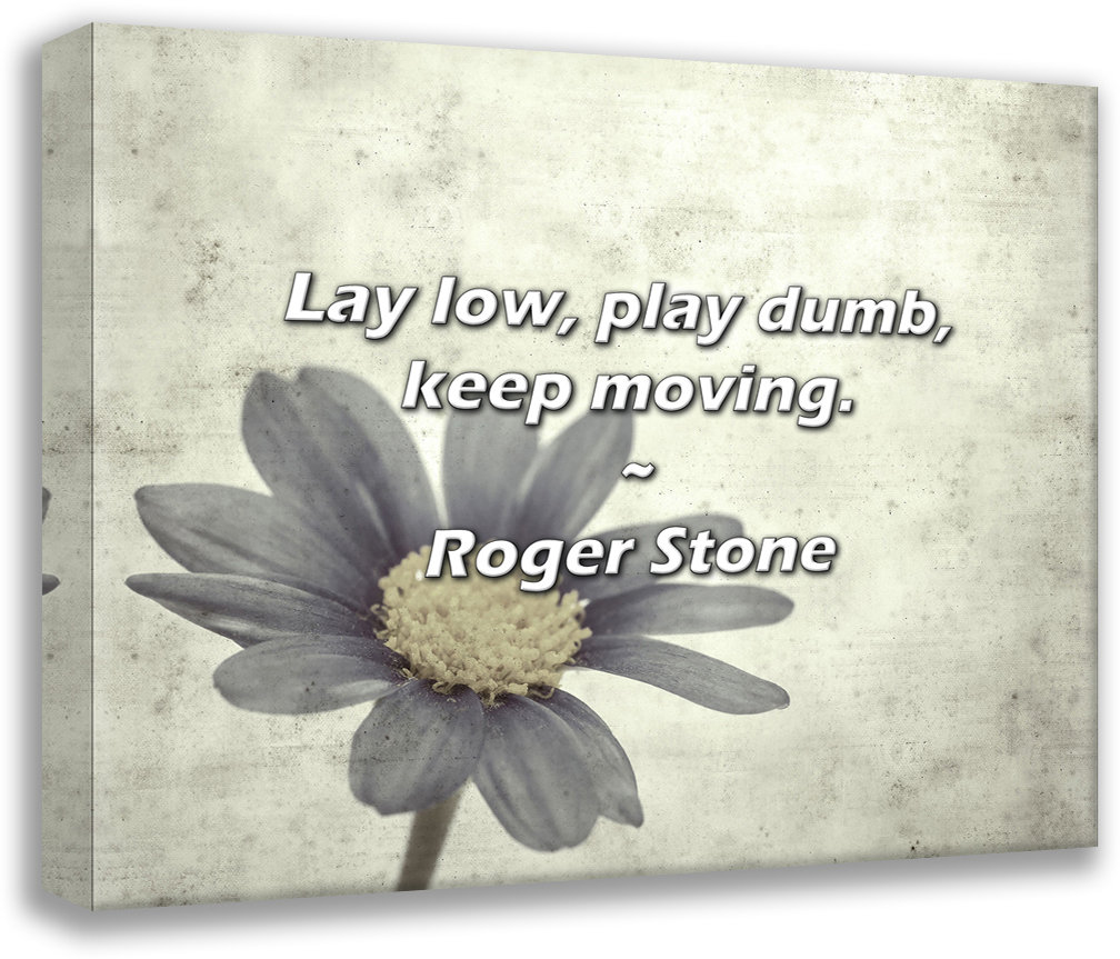 Ophelia & Co. Roger Stone Quote: Lay low, play dumb, keep moving. | Wayfair