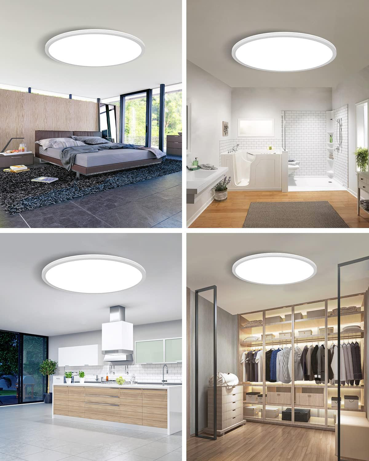 c&g home 15.4 Inch 2 Pack Flush Mount LED Ceiling Light, 36W Ultra Thin ...