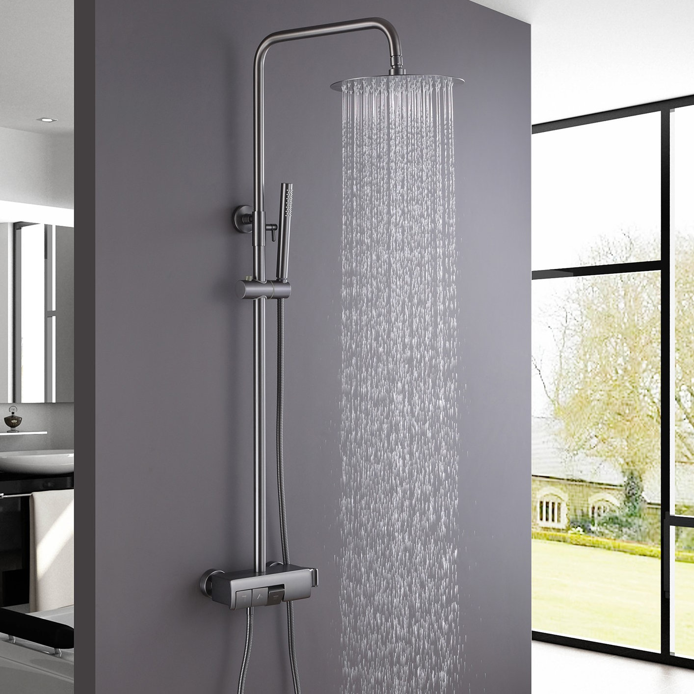 VanityIn Surface-Mounted Complete Shower System With 10-Inch Ultra-Thin ...