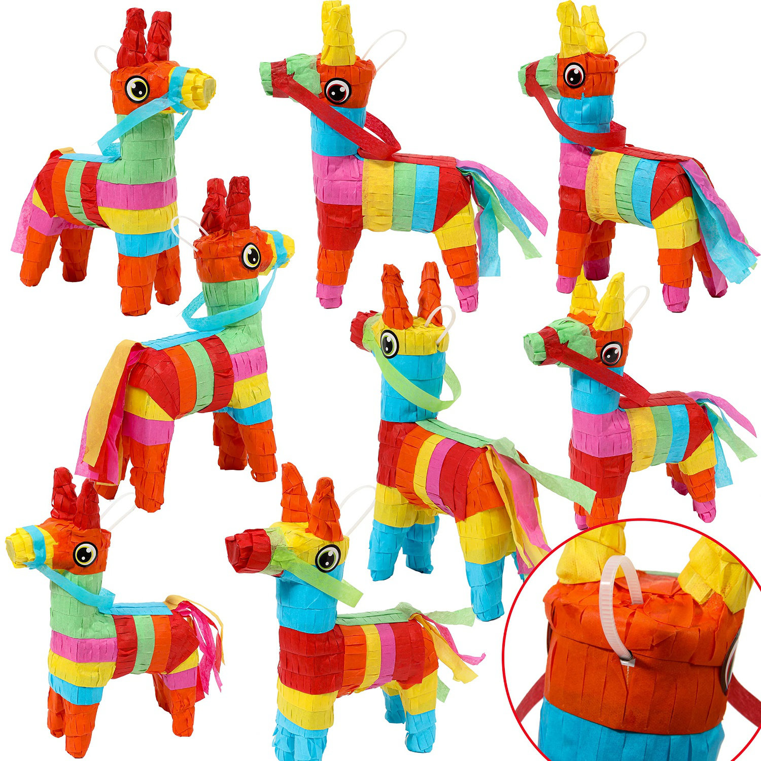 Stack man 8 Pcs Mini Donkey Pinatas 5.7"X7.5" Rainbow Colour For Fun ...